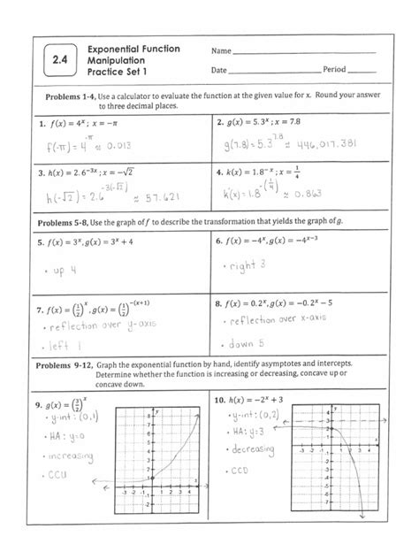 2 4 Exponential Functions Manipulation Homework Solutions Pdf