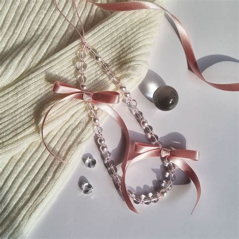 엘피쉬 4colormade 발레코어 리본 비즈 핸드폰 손목 스트랩 키링