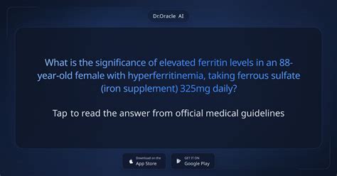 What Is The Significance Of Elevated Ferritin Levels In An 88 Year Old