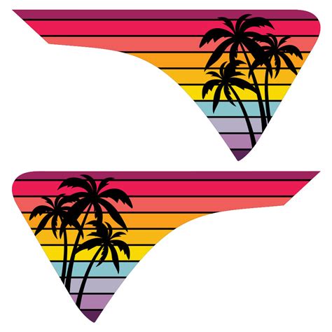 Palm Trees 2pc Vinyl Fender Decal Under The Sun Inserts