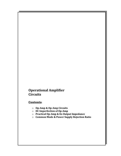 Pdf Operational Amplifier Circuits And Dynamics