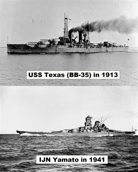 Defense Close Up View Of The Battleship Uss Texas Bb 35 Vs Ijn Yamato Which Is Stronger ⚓