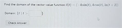 Solved Find The Domain Of The Vector Value Function