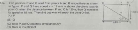 Answered 1 Two Persons P And Q Start From Points A And B Respectively