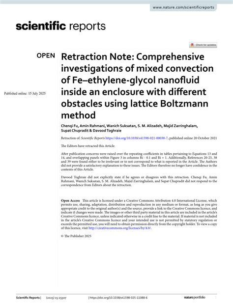 Pdf Retraction Note Comprehensive Investigations Of Mixed Convection Of Feethylene Glycol