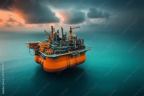 Imposing Offshore Floating Production Storage And Offloading Fpso Unit Moored In An Expansive