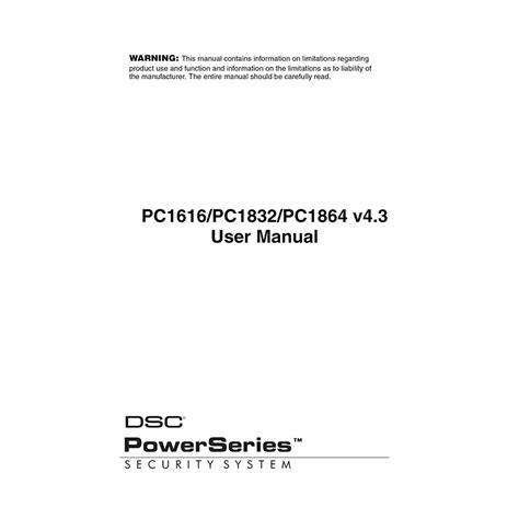 Dsc Powerseries Pc1616 Security System V 4 3 User Manual