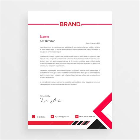 Premium Psd New Elegant Letterhead Template Elegant Letterhead Template Red