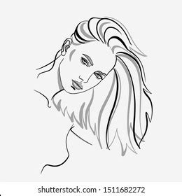 Sketch Woman Long Hair Nude Continuous Stock Illustration 1508083175