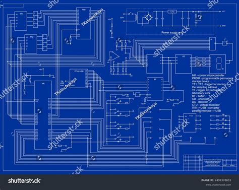 Vector Functional Schematic Diagram Drawing Complex Stock Vector Royalty Free