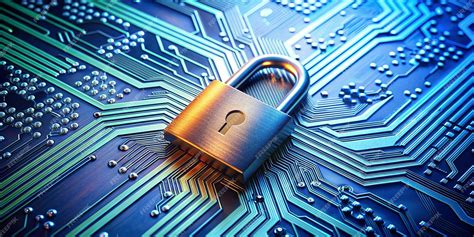 Cybersecurity Service Concept Secure Connection On Computer Motherboard With Safety Lock