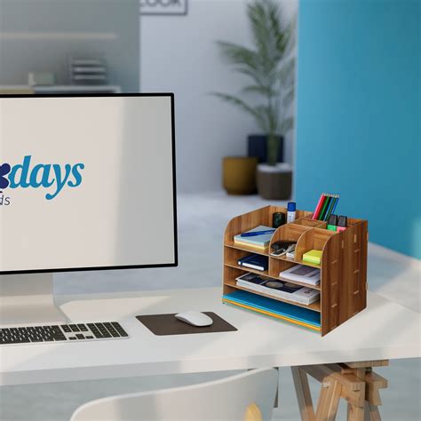 Органайзер за бюро с 10 отделения за съхранение Изработен от МДФ Emag Bg