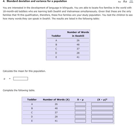 Solved 4 Standard Deviation And Variance For A Population