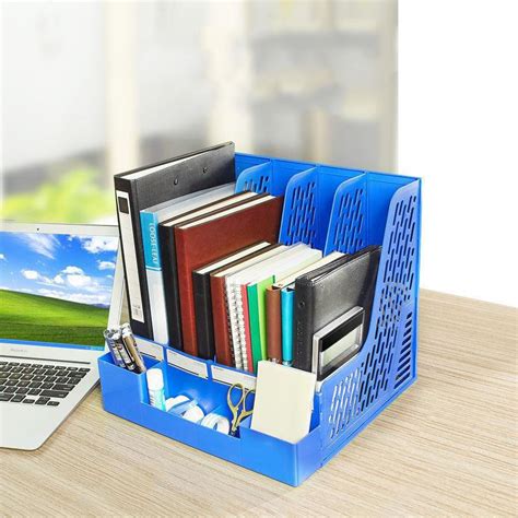 Multi Compartment Document Rack With Pen Tray Desktop Office Document Tray Shopee Malaysia