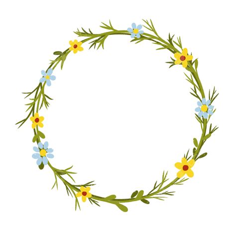 아기 파란색과 노란색 꽃 프레임 프레임 꽃 초대 Png 일러스트 및 Psd 이미지 무료 다운로드 Pngtree