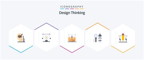 Design Thinking Flat Icon Pack Including Compass Search Vector Solution Bulb