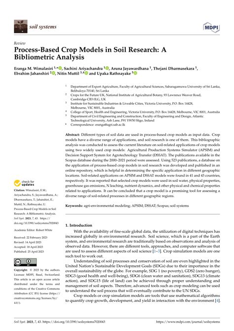 PDF Process Based Crop Models In Soil Research A Bibliometric Analysis