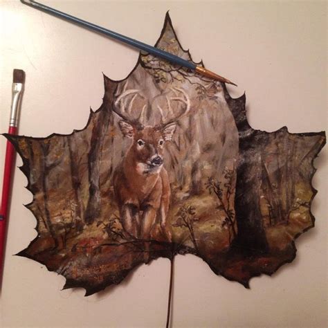 Живопись на кленовых листьях Блог Кристи КОНТ Искусство при помощи листьев Картины с