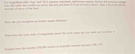 Solved For Logarithms Like “log” And “ln” Squares Exponents And Inverse Squares The Line