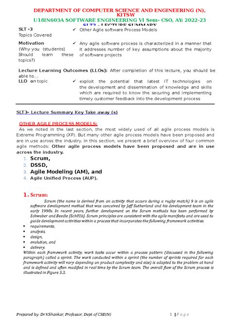Design Important Notes For Exam Point Of View Kitsw U18in603a Software Engineering Vi Sem