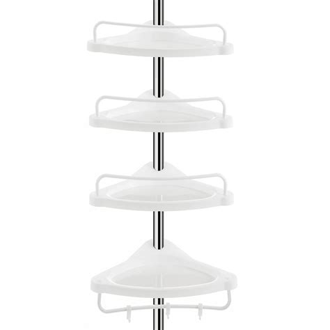 SONGMICS Rust Proof Corner Shower Caddy Shelf Adjustable Plastic 4 Tier Stainless Steel Bathroom
