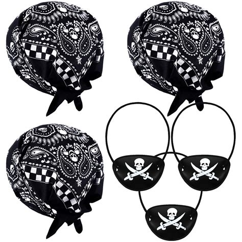 Geyoga 6 Pcs Bandana Eye Patch Set Costume Accessory For