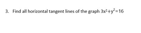 Solved 3 Find All Horizontal Tangent Lines Of The Graph