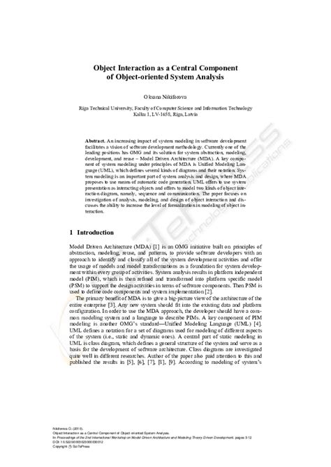 Pdf Object Interaction As A Central Component Of Object Oriented