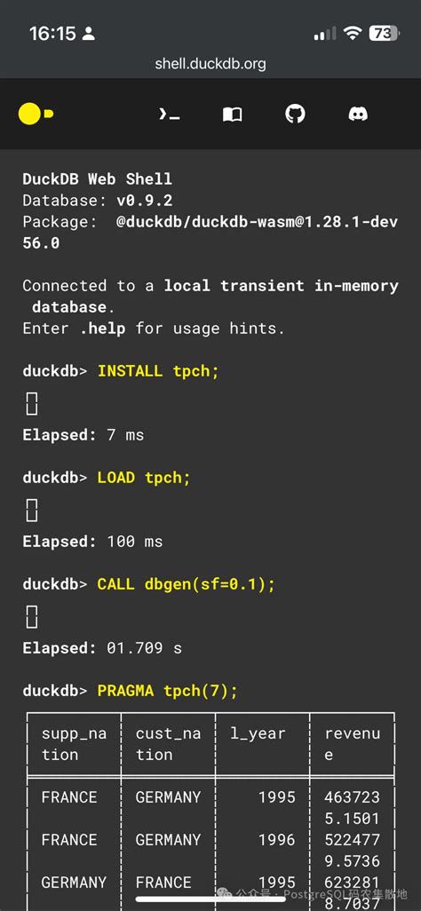 在web浏览器中运行数据库 Duckdb Wasm 与 Extension 墨天轮