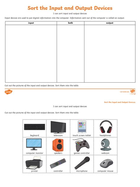 Sort The Input And Output Devices Activity Pdf