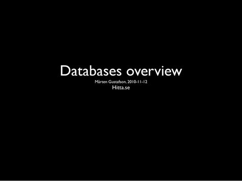 Databases Overview Speaker Deck