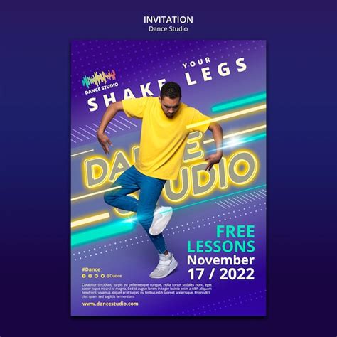 Free Psd Dance Studio Classes Invitation Template
