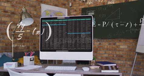 Displaying Animation Of Mathematical Equations Computer Screen In Home