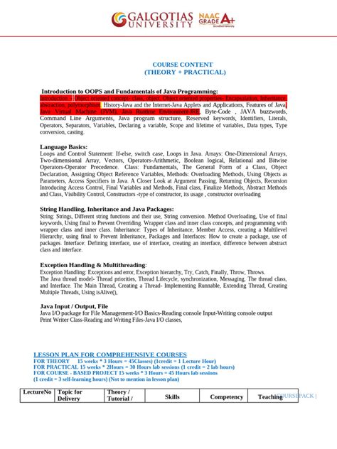 Course Pack Java Programming Pdf Class Computer Programming Method Computer Programming