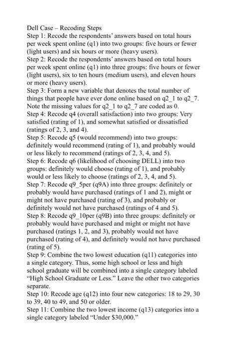 Solved Dell Case Frequency And Cross Tabulation Stepsstep 1