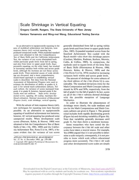 Pdf Scale Shrinkage In Vertical Equating