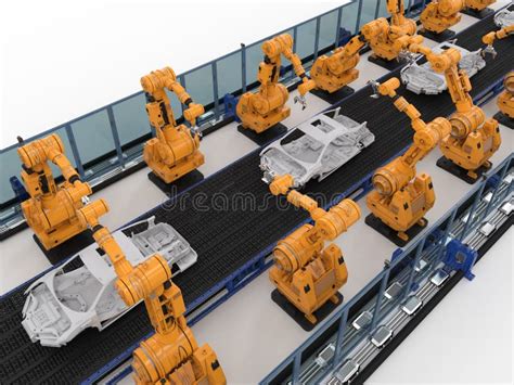 Cyborg Control Robot Assembly Line Stock Image Image Of Automation