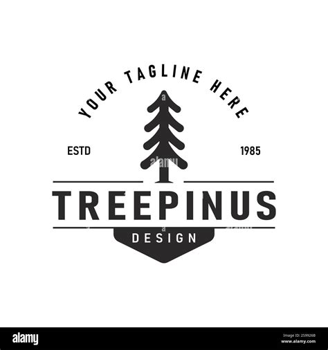 Pine Tree Silhouette Similar To Spruce Wood Forest Logo Design Vintage Retro Classic