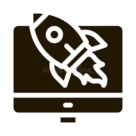 Rocket Computer Vector Logo With Simple Style Concept Illustration Of Rocket And Computer Can