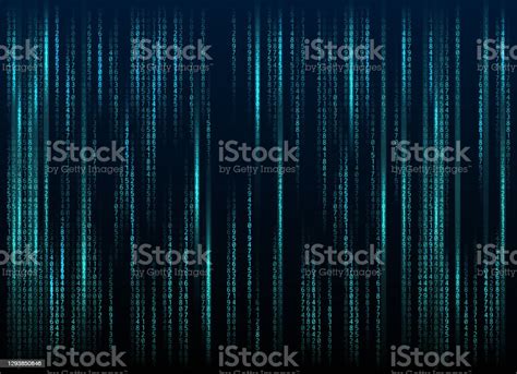 화면에 바이너리 코드의 스트림 추상 벡터 배경입니다 파란색 기호와 숫자와 데이터 및 기술 암호 해독 및 암호화 컴퓨터 매트릭스