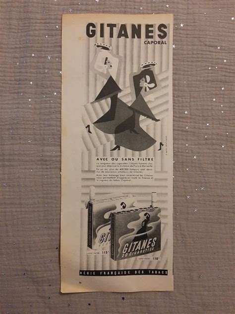 PublicitÉ De Presse Ancienne Gitanes De 1956 Tobacco Old Paper