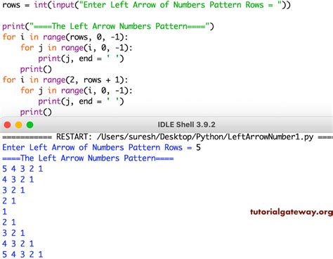 Python Program To Print Left Arrow Numbers Pattern