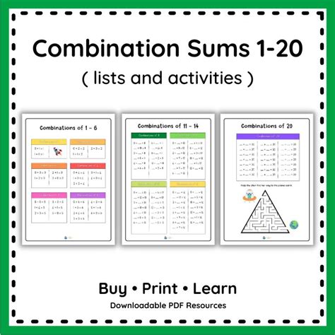 💥 Combination Sums 1 20 💥 Buy The Early Learning Toolbox