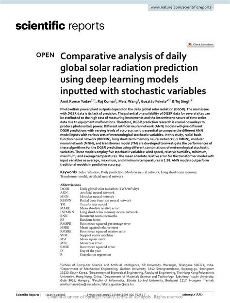 Pdf Comparative Analysis Of Daily Global Solar Radiation Prediction Using Deep Learning Models