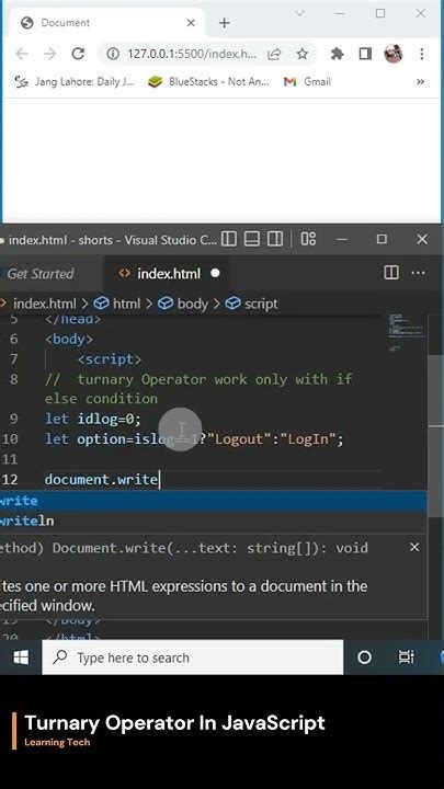 Ternary Operator Javascript Youtube
