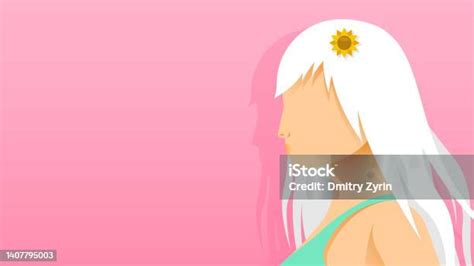 추상 평면 알비노 창백한 피부 소녀 꽃 만화 사람들 캐릭터 개념 일러스트 레이 션 벡터 디자인 스타일 백색증 질병 국제 백색증