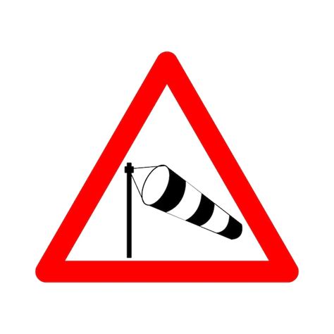Premium Vector Side Wind Sign Side Wind Warning Sign Red Triangle Caution Strong Wind On The