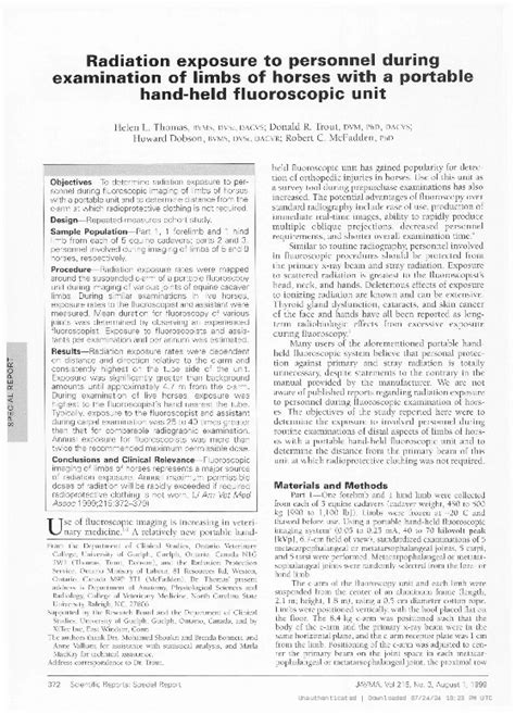Pdf Radiation Exposure To Personnel During Examination Of Limbs Of