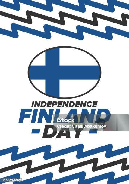 핀란드 독립기념일 핀란드 의 국가 행복 휴일 12 월 6 일 매년 축하 핀란드 국기 애국적 요소 포스터 카드 배너 및 배경 벡터 일러스트레이션 12월에 대한 스톡 벡터 아트