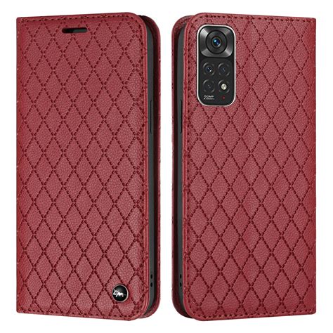For Xiaomi Redmi Note Global S RFID Diamond Lattice Flip Leather Phone Case Red Alexnld Com